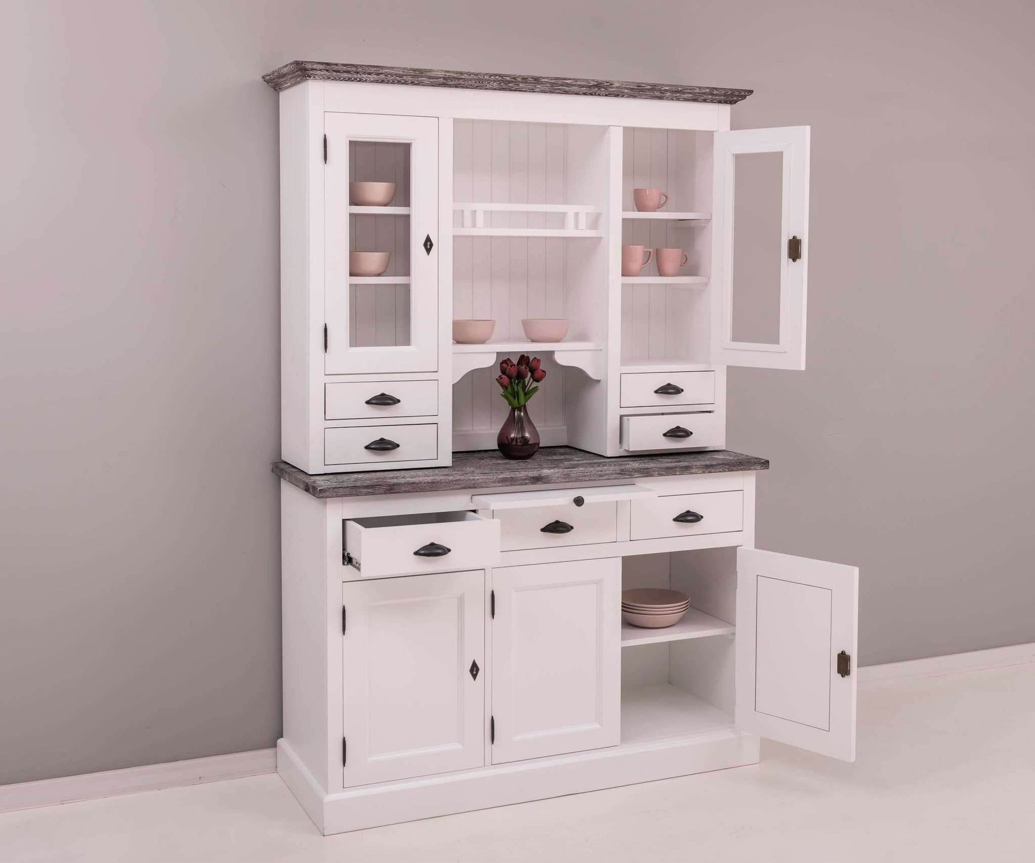 Küchen- und Buffetschrank aus Massivholz im Landhausstil - Eiche ...