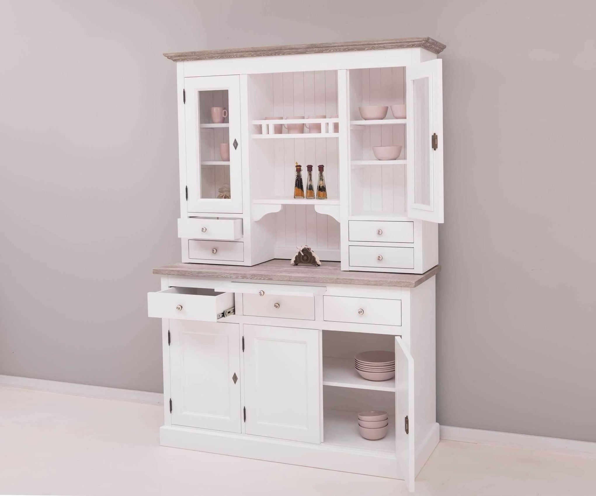 Küchen- und Buffetschrank aus Massivholz im Landhausstil - Eiche ...