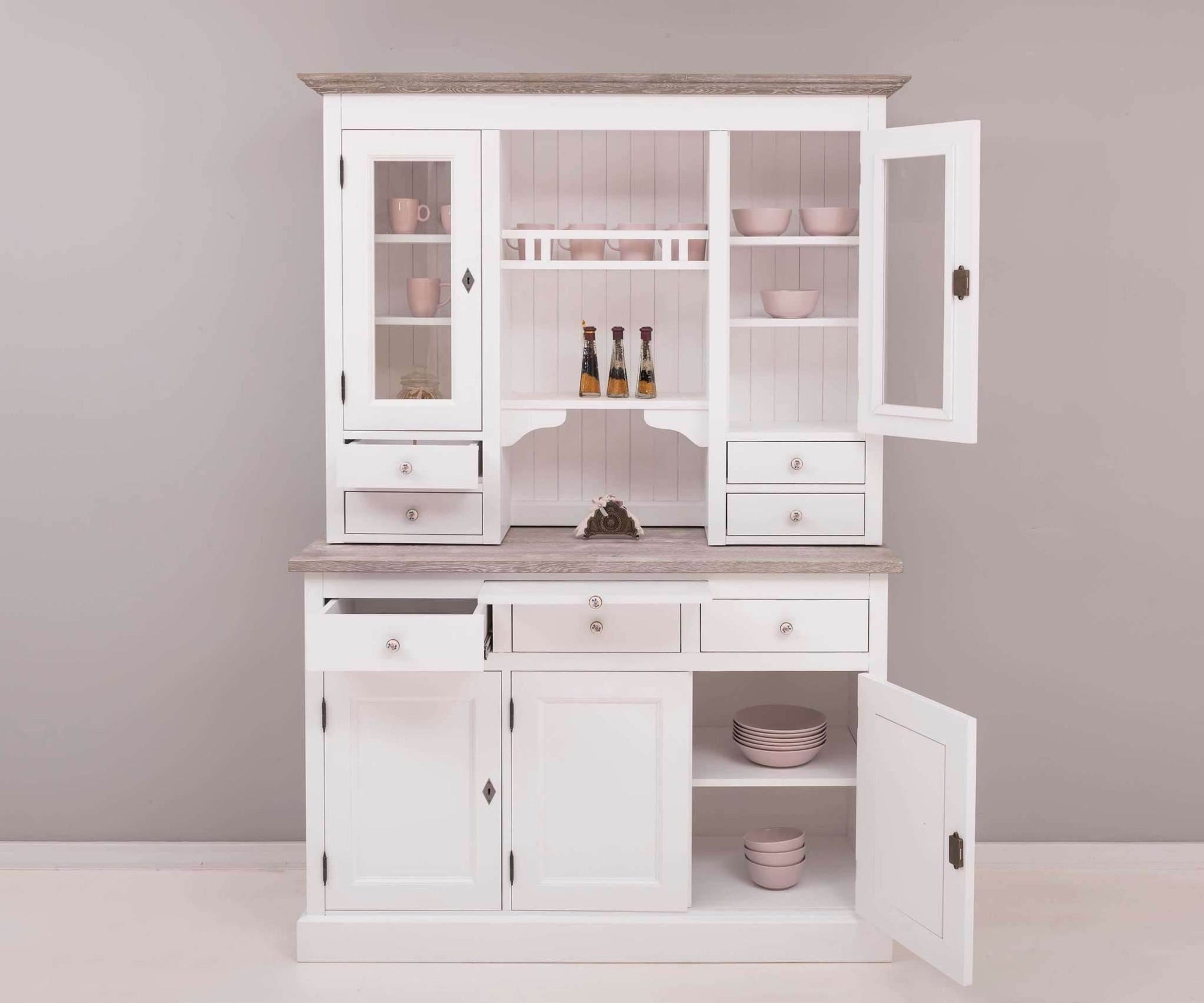 Küchen- und Buffetschrank aus Massivholz im Landhausstil - Eiche ...