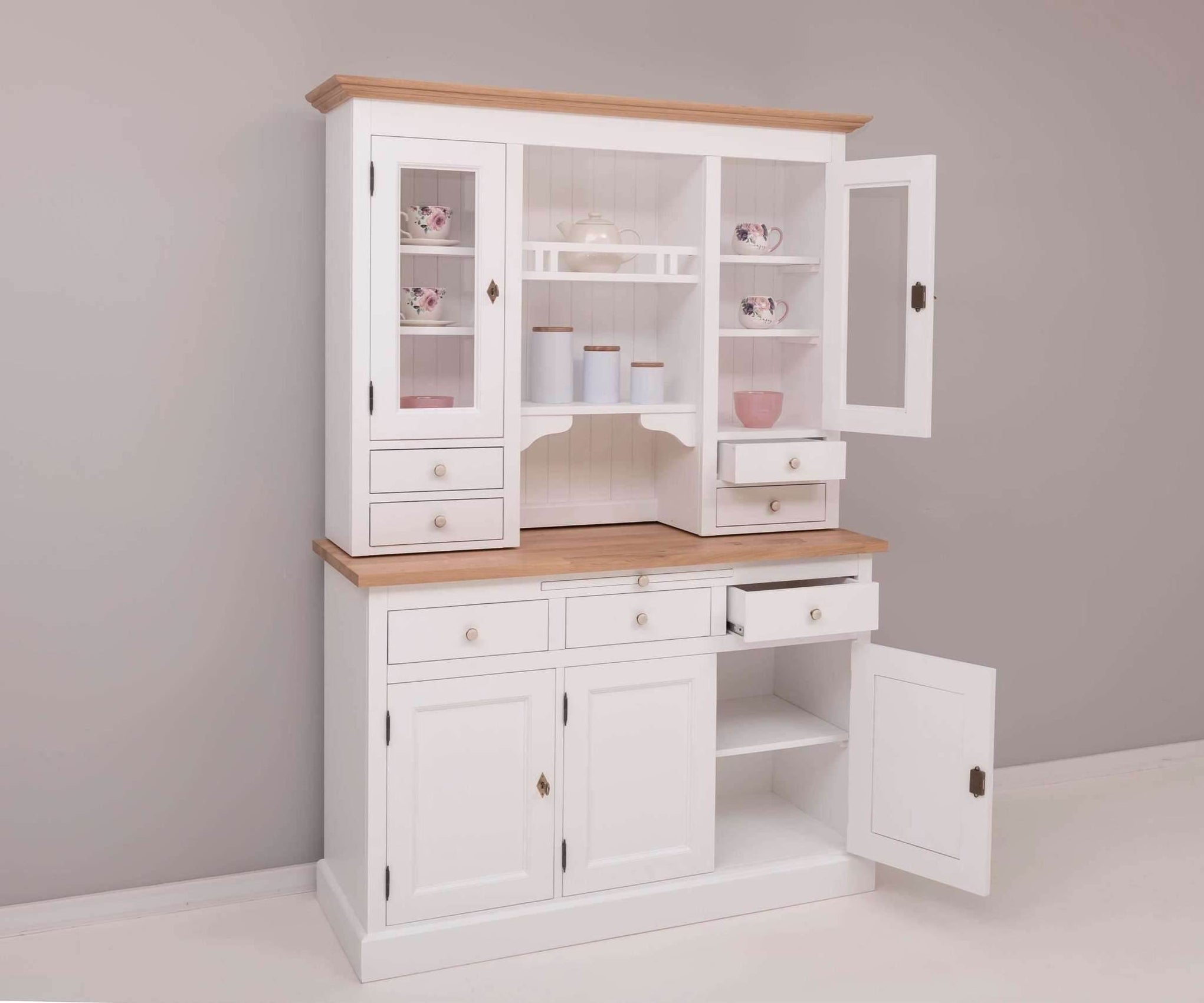 Küchen- und Buffetschrank aus Massivholz im Landhausstil - Eiche ...